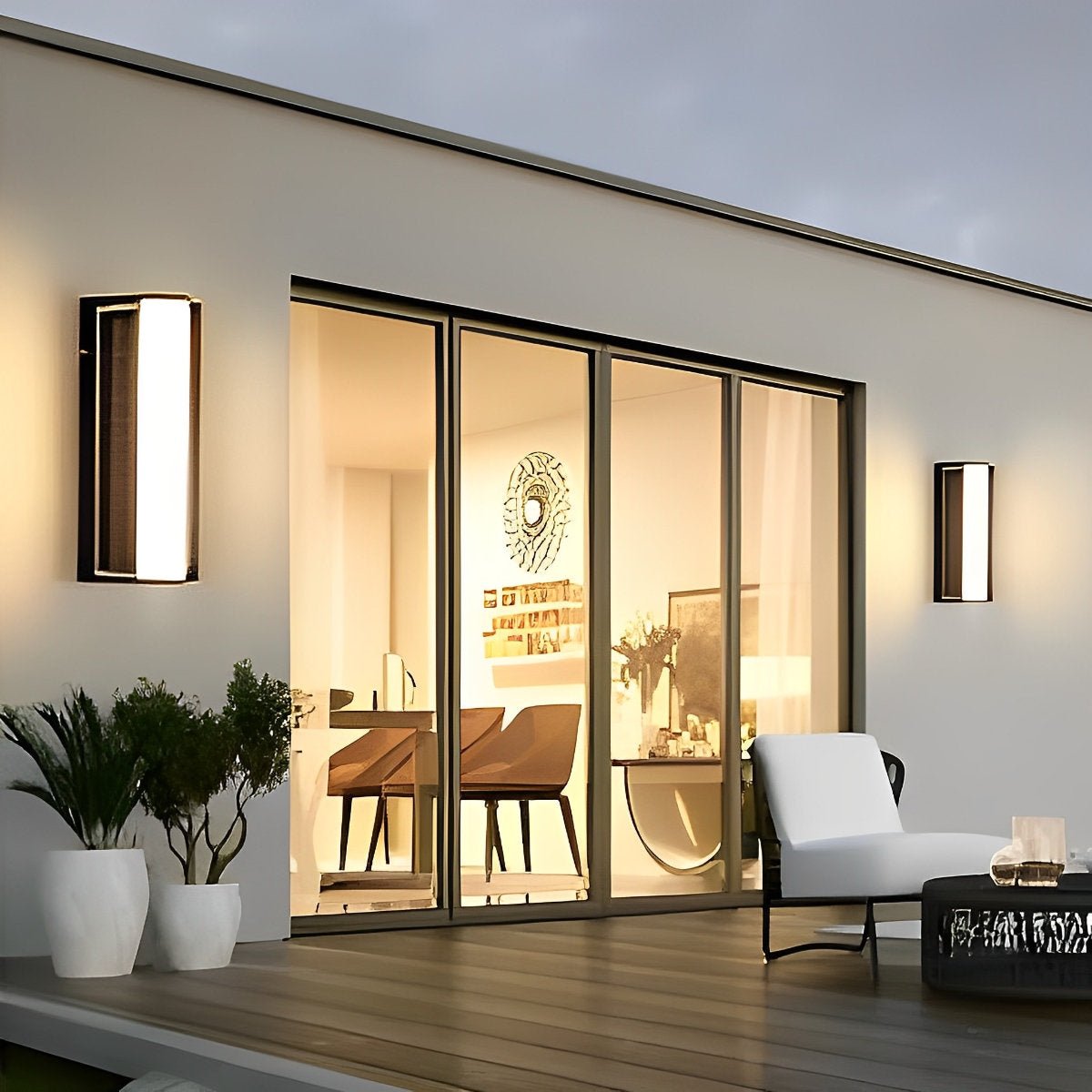 Waterproof Solar Modern Rectangular Wall Light Minimalist LED Strip Black Outdoor Wall Sconce ...