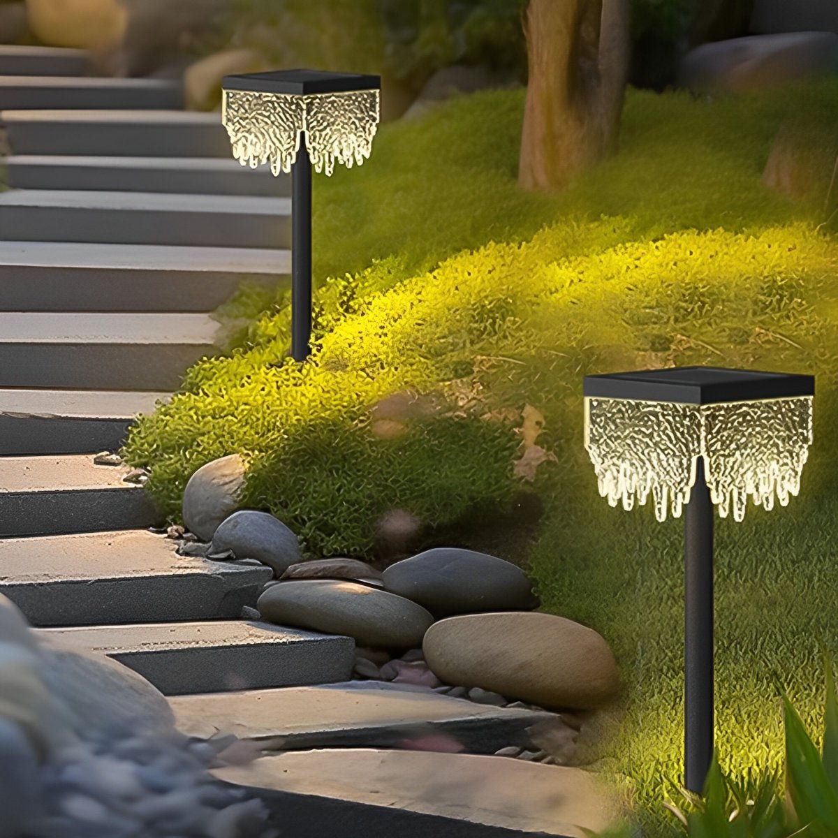Glacier Square Waterproof Solar Powerd Outdoor Lawn Landscape Light ...