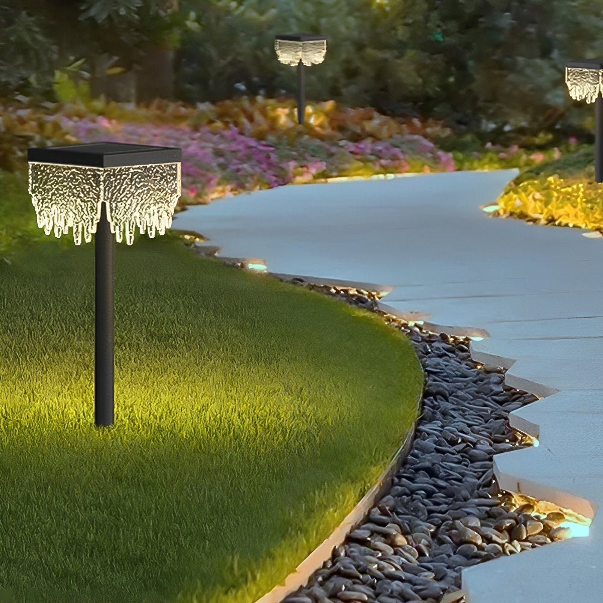 Glacier Square Waterproof Solar Powerd Outdoor Lawn Landscape Light ...
