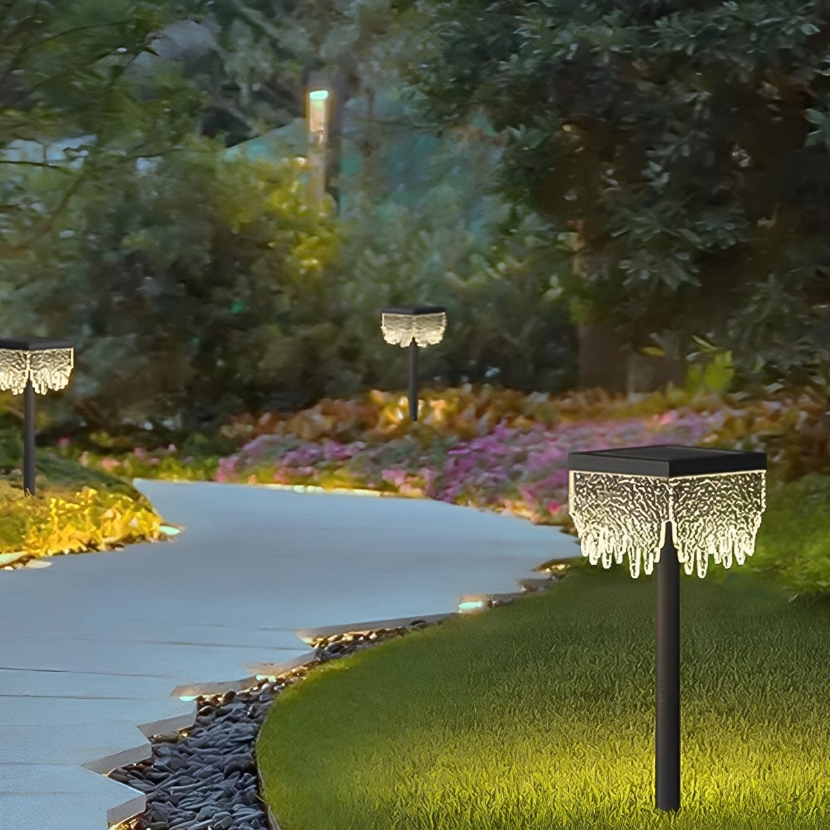 Glacier Square Waterproof Solar Powerd Outdoor Lawn Landscape Light ...