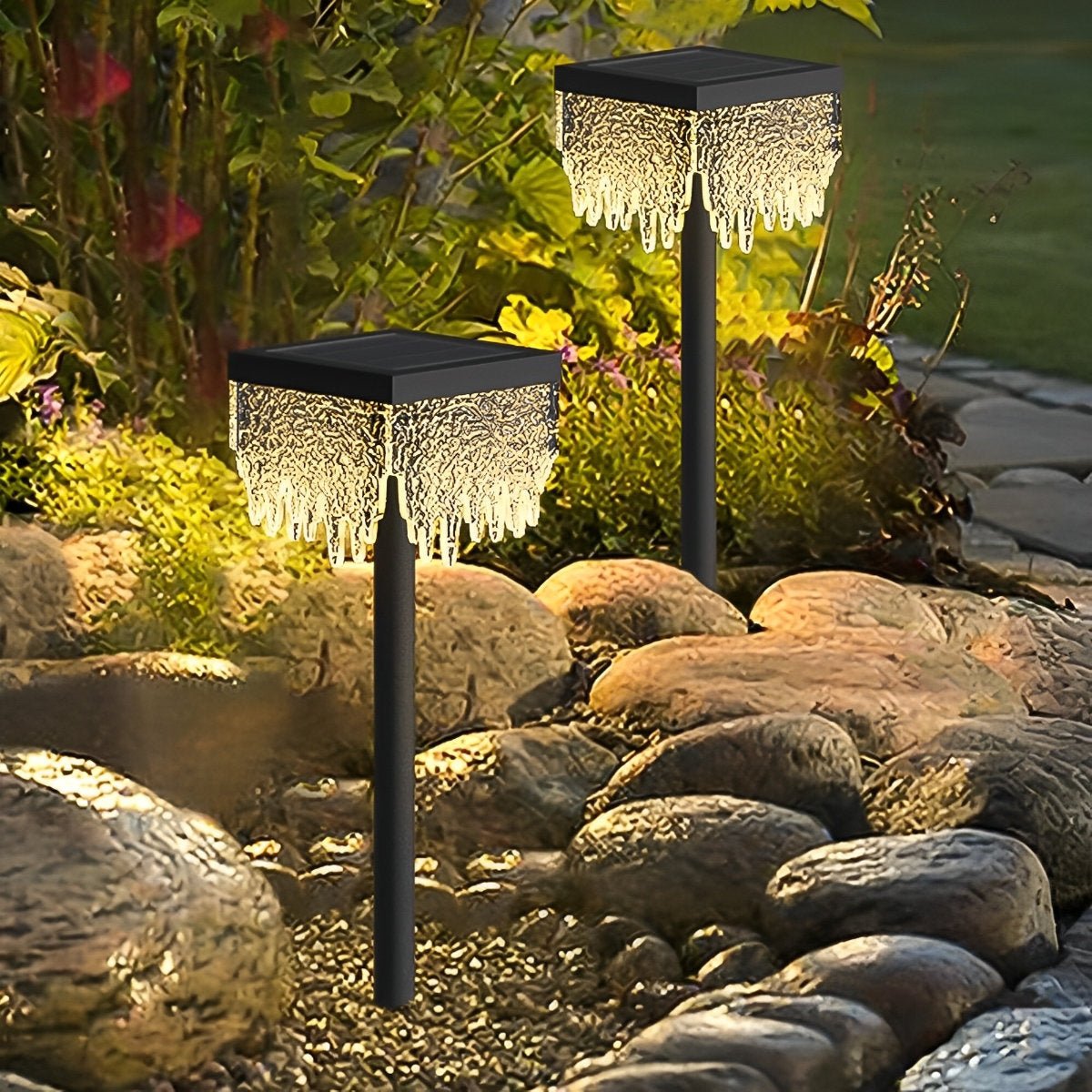 Glacier Square Waterproof Solar Powerd Outdoor Lawn Landscape Light ...
