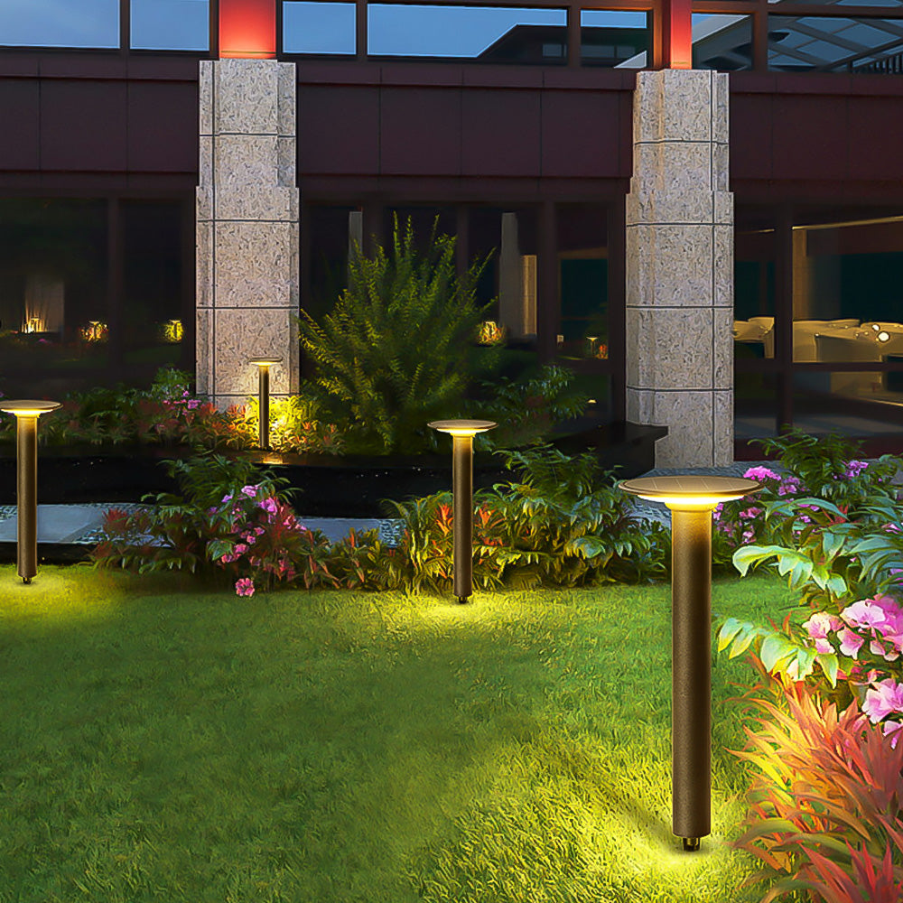 Waterproof Solar Round UFO Shaped LED Outdoor Post Lights for Walkway ...