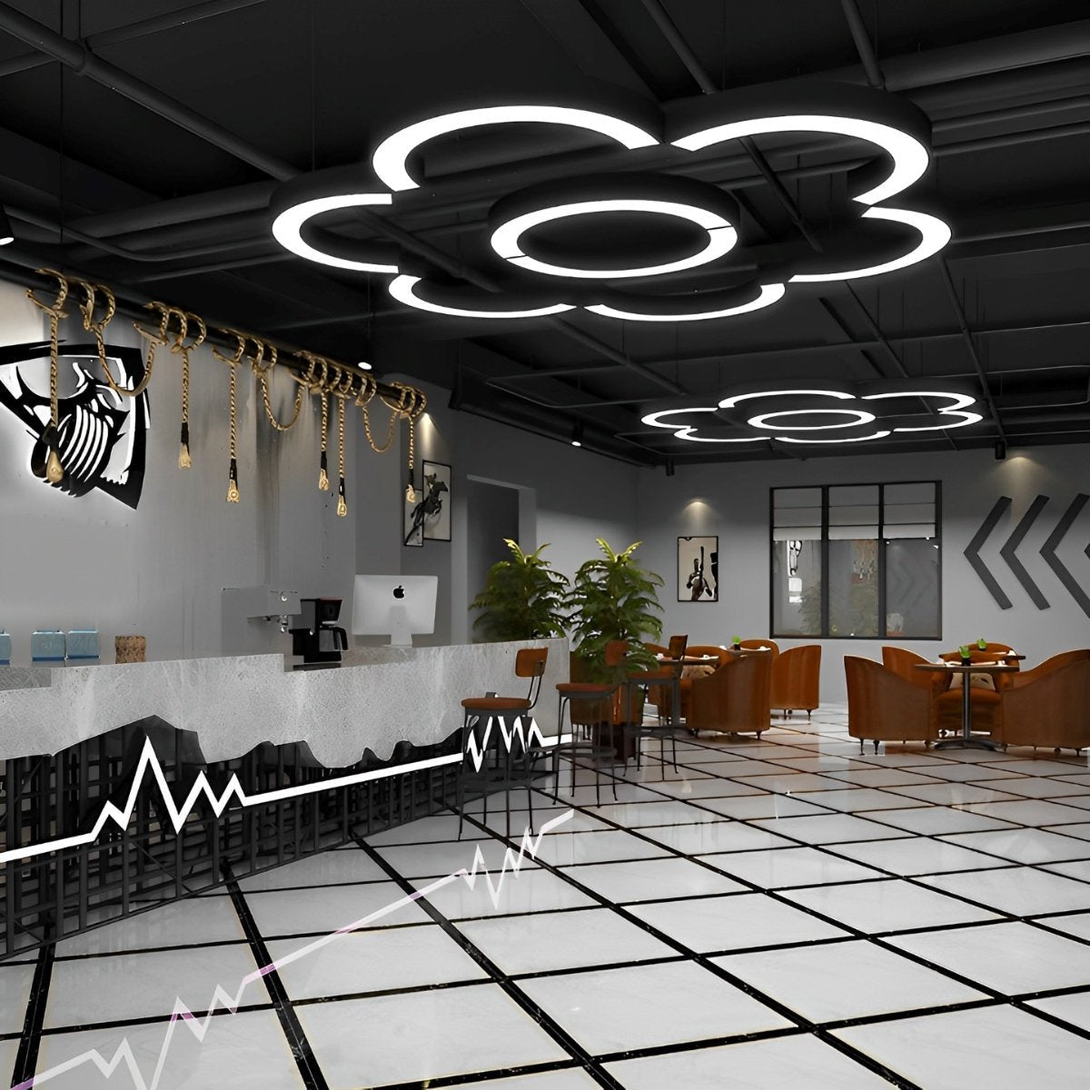 Acrylic DIY Semicircle LED Industrial Metal Chandelier Pendant Lights ...