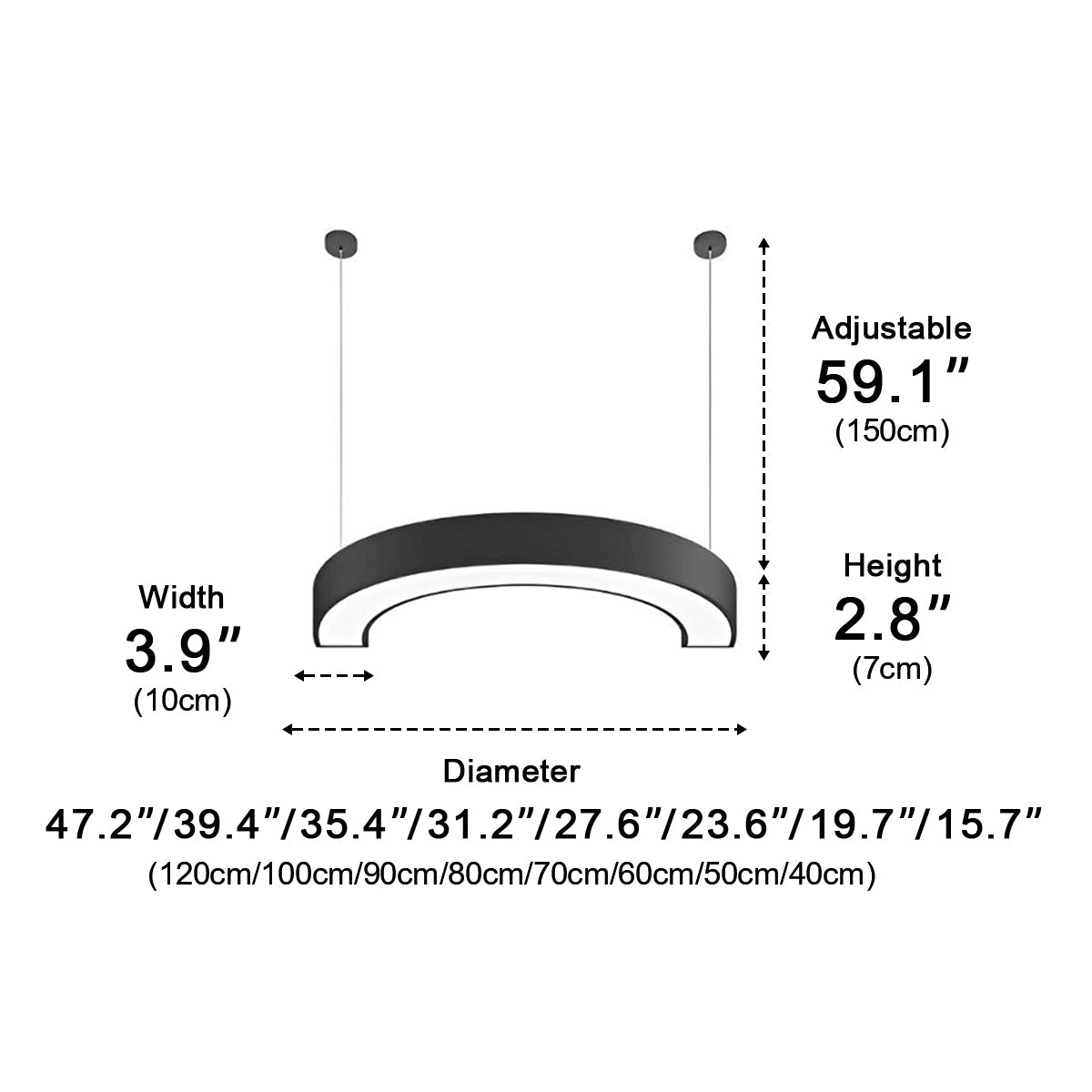 Acrylic DIY Semicircle LED Industrial Metal Chandelier Pendant Lights ...