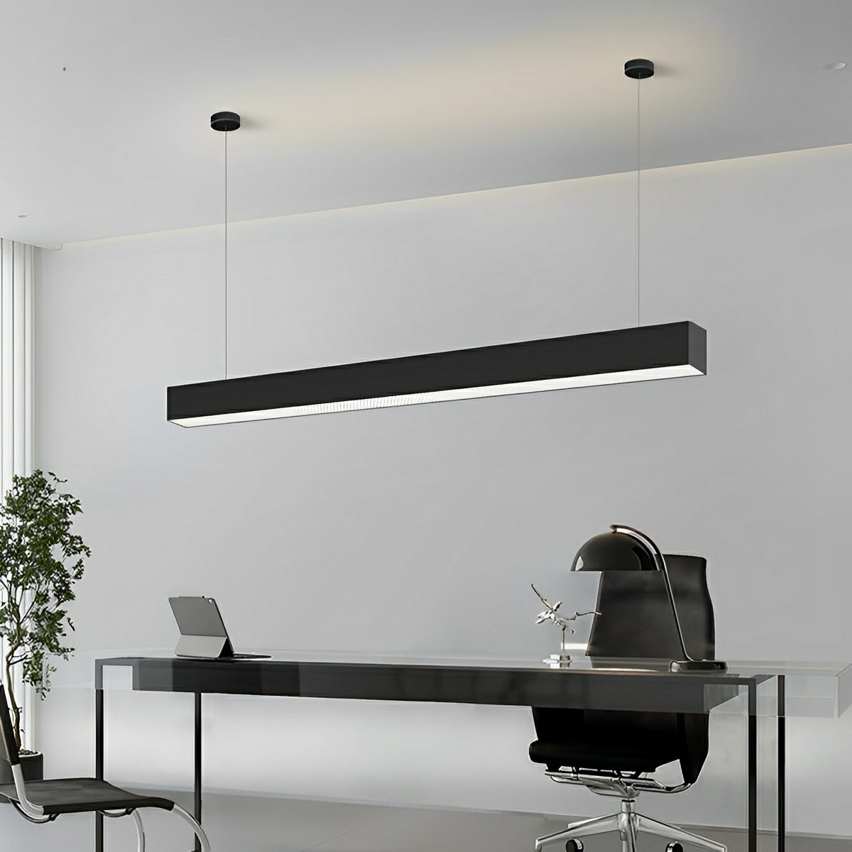 Black Minimalist LED Linear Office Ceiling Pendant Light – Flyachilles