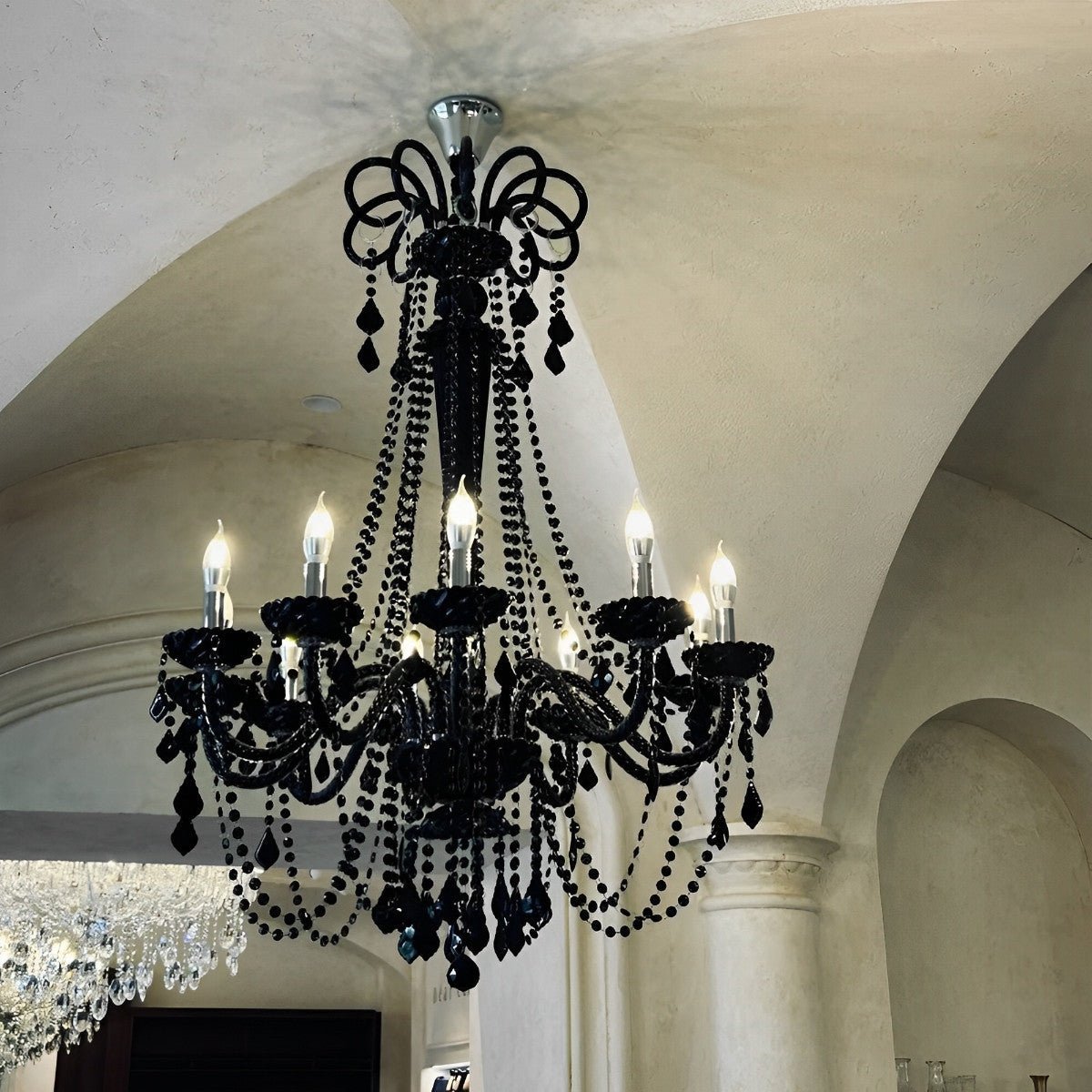 Nordic Rustic Modern Black Palace Candle Design Crystal Chandeliers ...