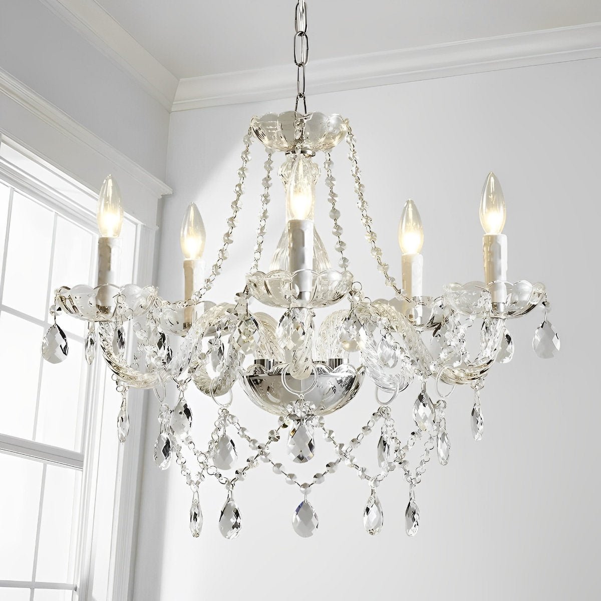 Vintage Luxury Clear Crystal Candle Chandelier Light Ceiling Hanging ...