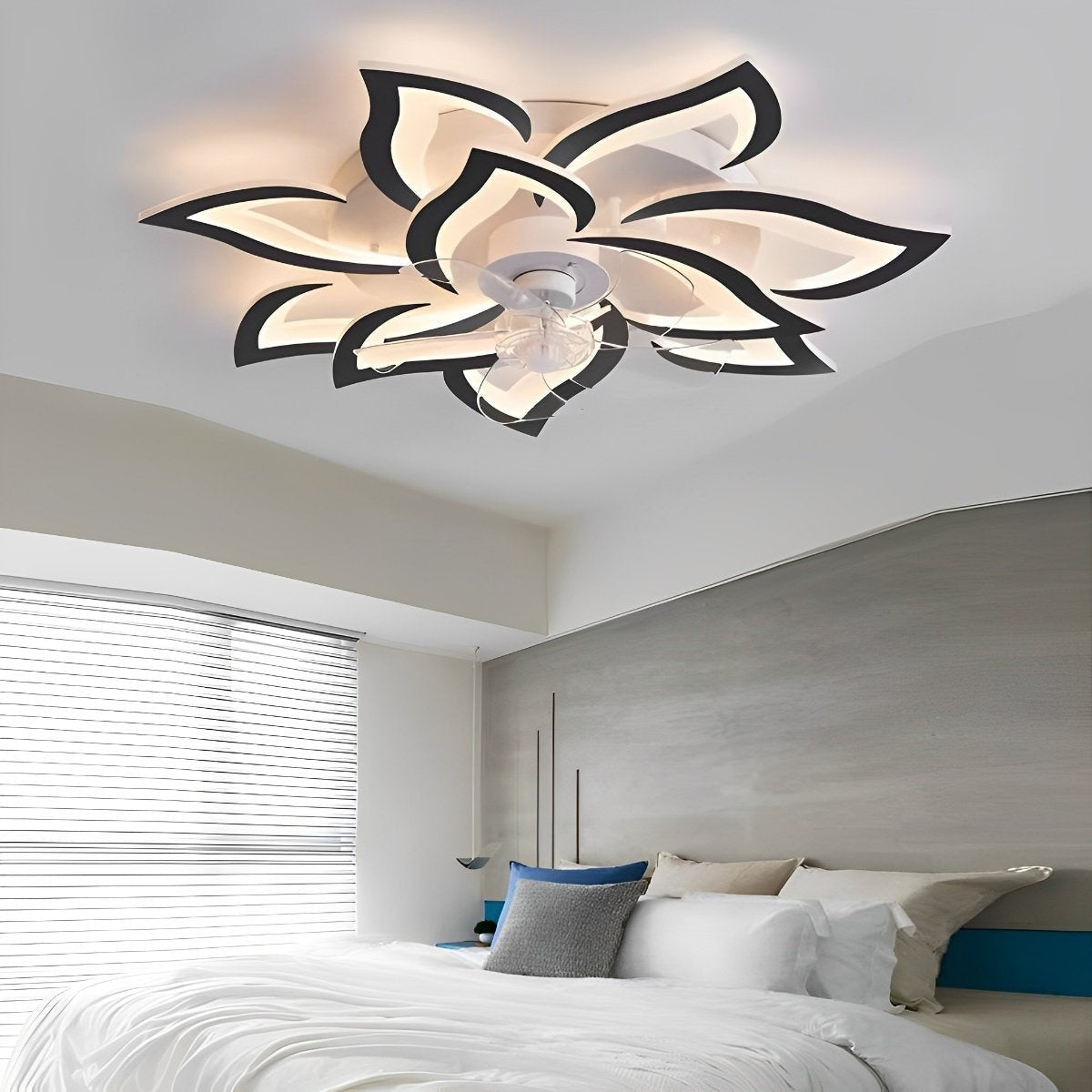 Creative Flower Three Step Dimming LED Ceiling Fan Lights for Living ...