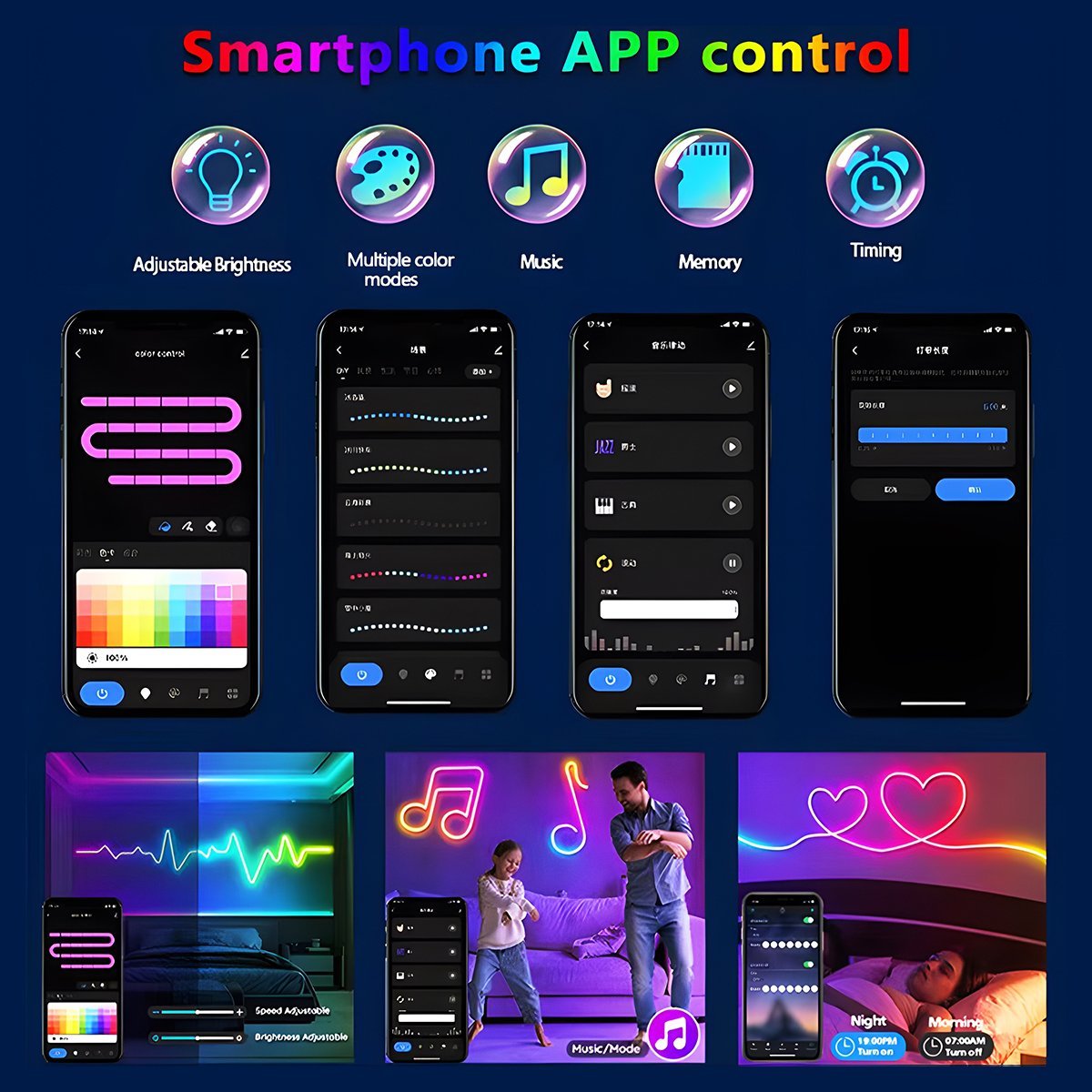 DIY RGB Recessed Atmosphere Streamer Flexible LED Light Strip Music ...