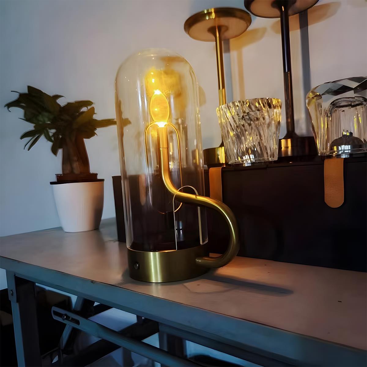 Flame Fire Water Drop Desk Lamp with USB Rechargeable Table Lamp Night ...