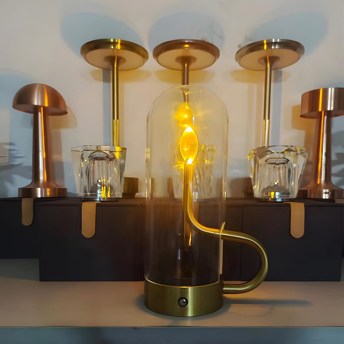 Flame Fire Water Drop Desk Lamp with USB Rechargeable Table Lamp Night ...