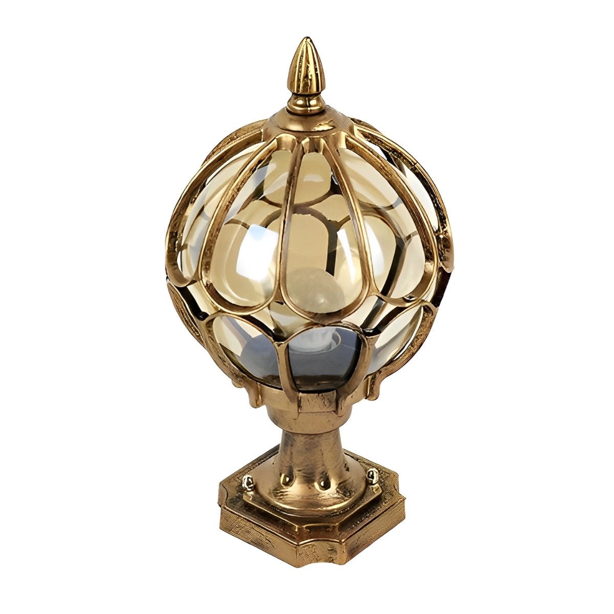 Vintage Glass Aluminum Round Ball Waterproof LED Outdoor Fence Post ...