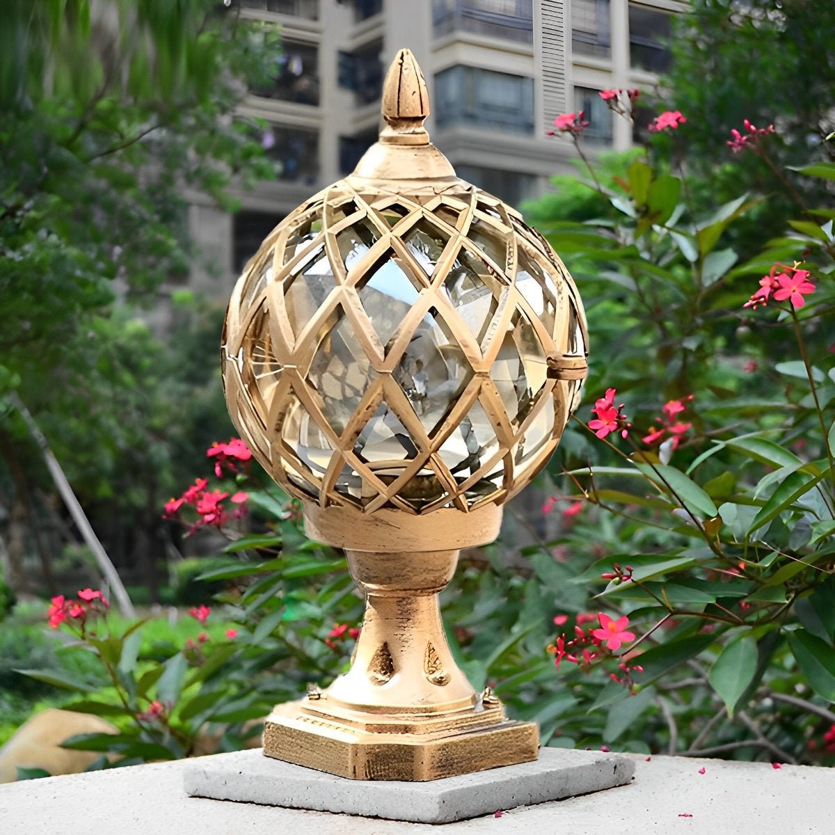 Retro Round Ball Waterproof LED Fence Post Lights Pillar Lamp Post Caps ...