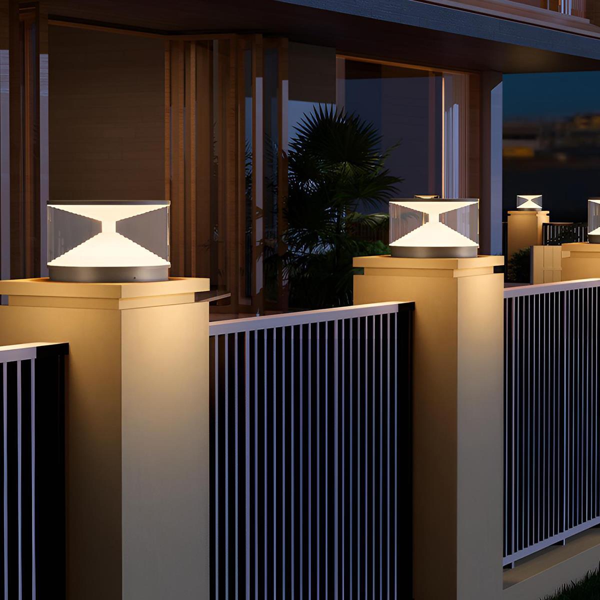 Modern Creative Gray Waterproof Solar Hourglass Funnel Outdoor Post ...