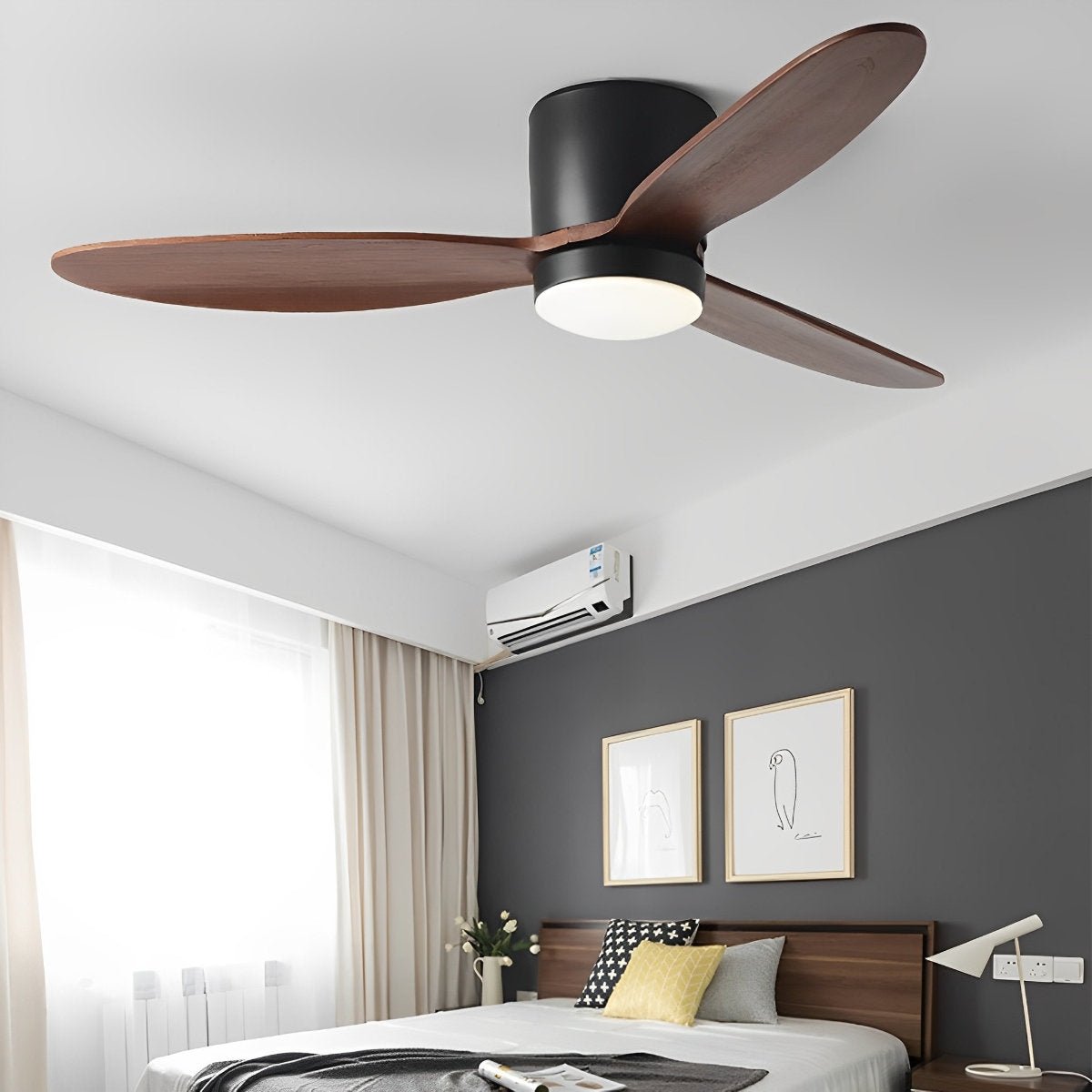 LED Silent Low Floor With Remote Control Simple Ceiling Fan Light for ...