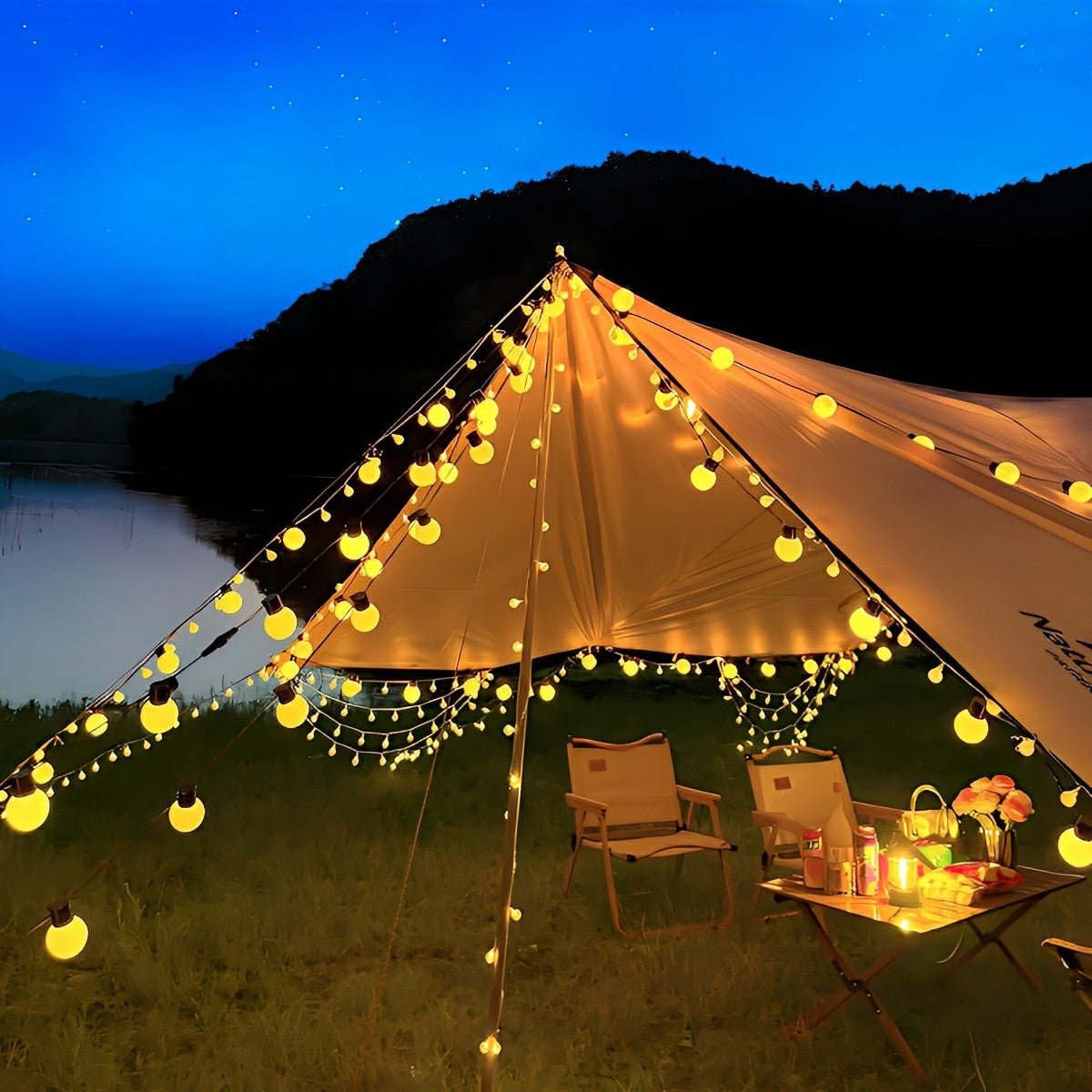 LED Solar Outdoor Ball Bubble Lights Tent Canopy String Lights Camping ...