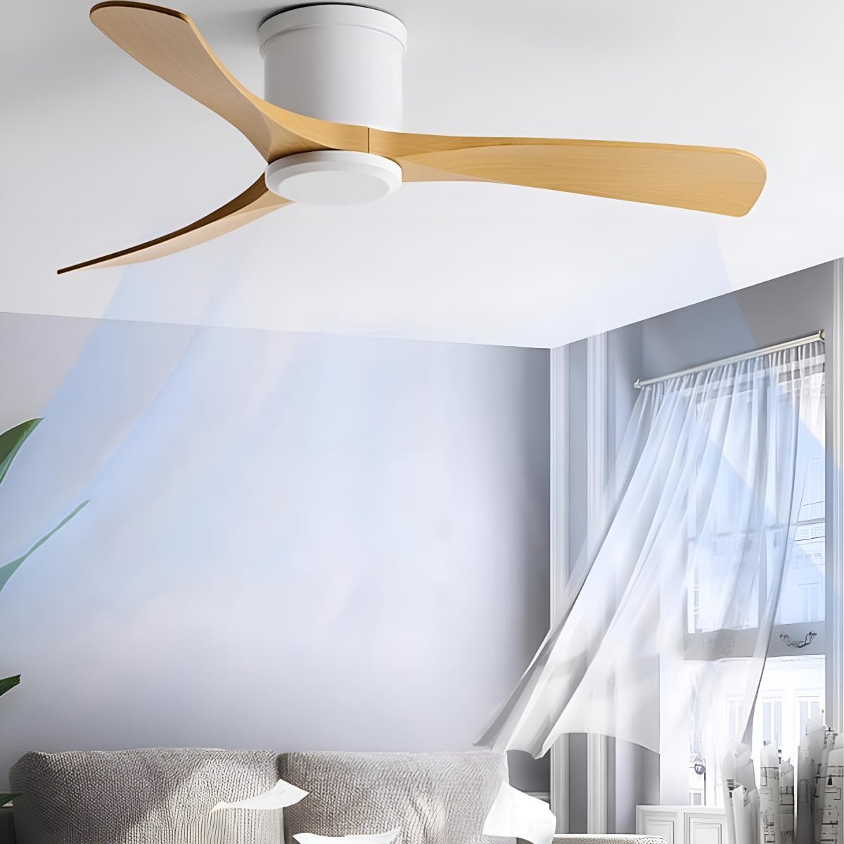 Modern 6-Speed Ceiling Fan - 3 Blades Imitation Wood Design – Flyachilles