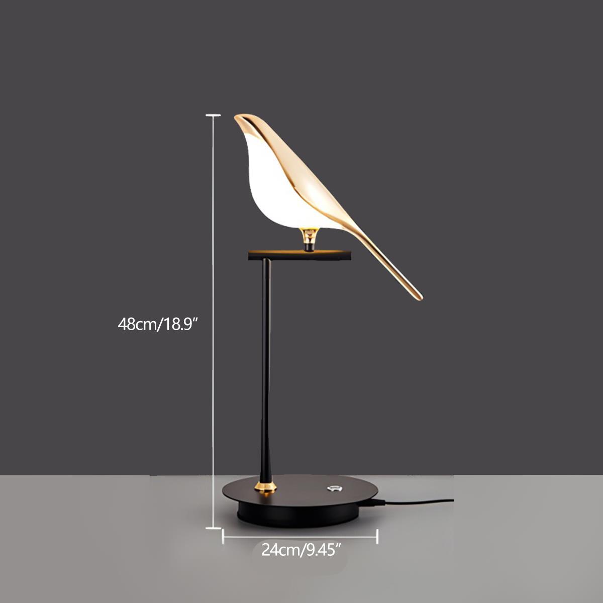 Modern Minimalist Creative Luxury Magpie Bird LED Indoor Desk Table Lamp