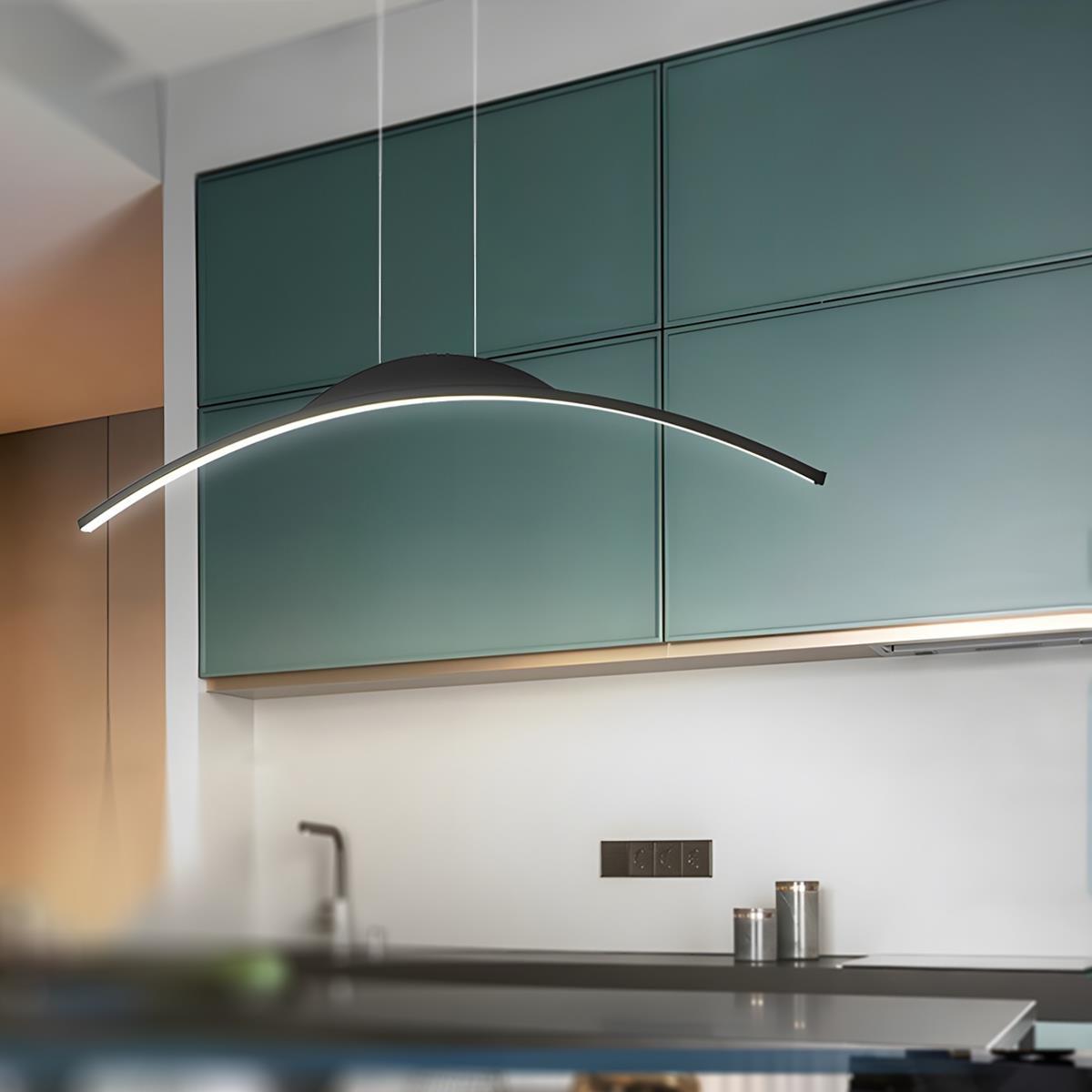 Modern Minimalist Arc Arch Long Strip Light LED Pendant Lights Hanging ...