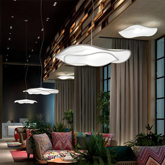 Creative Modern Minimalist White Art Lotus Leaf Wave Pendant Light ...