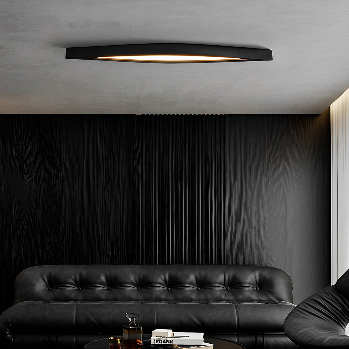 Sleek Modern Minimalist Boat-Shaped Wood LED Long Strip Ceiling Light ...