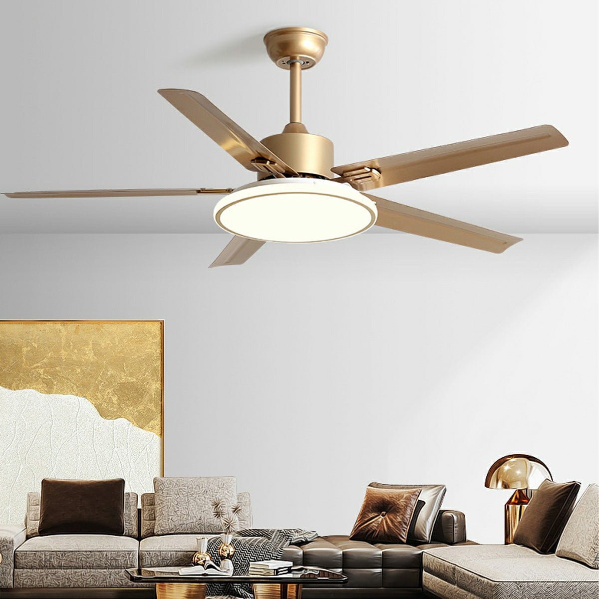 Modern Minimalist Five-leaf Stainless Steel Ceiling Fan With Light ...