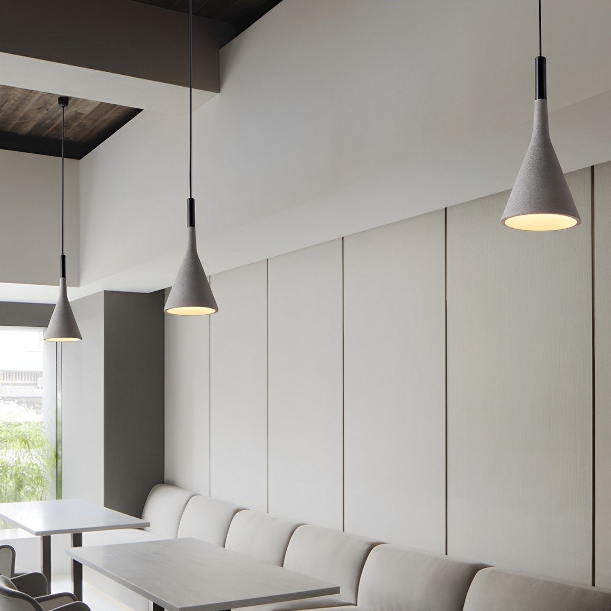 Modern Minimalist Bell-shaped Concrete Bar LED Pendant Lights Ceiling ...