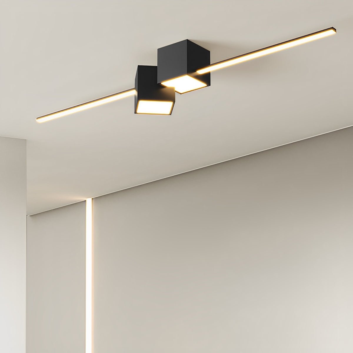 Modern Minimalist Geometric LED Long Strip Indoor Ceiling Light Flush ...