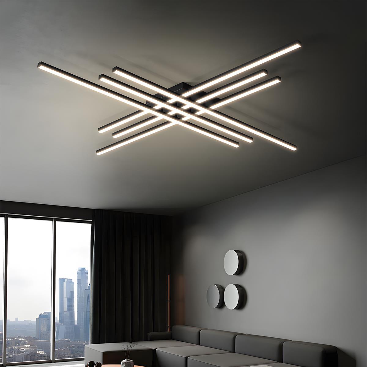 Modern Minimalist Geometric Long Strip LED Ceiling Light Grid Ceiling ...