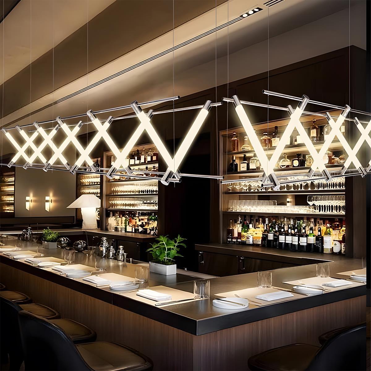 Modern Minimalist X Glass Long Strip LED Light Combination Bar Fishbone ...