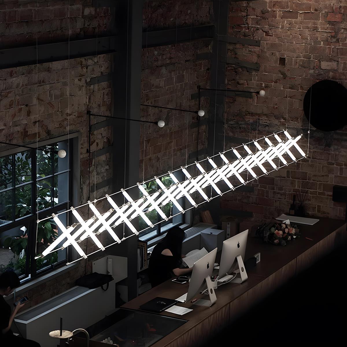 Modern Minimalist X Glass Long Strip LED Light Combination Bar Fishbone ...