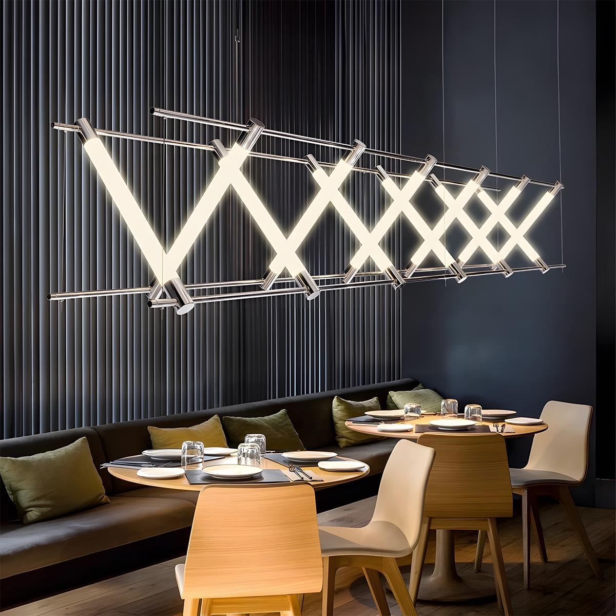 Modern Minimalist X Glass Long Strip LED Light Combination Bar Fishbone ...