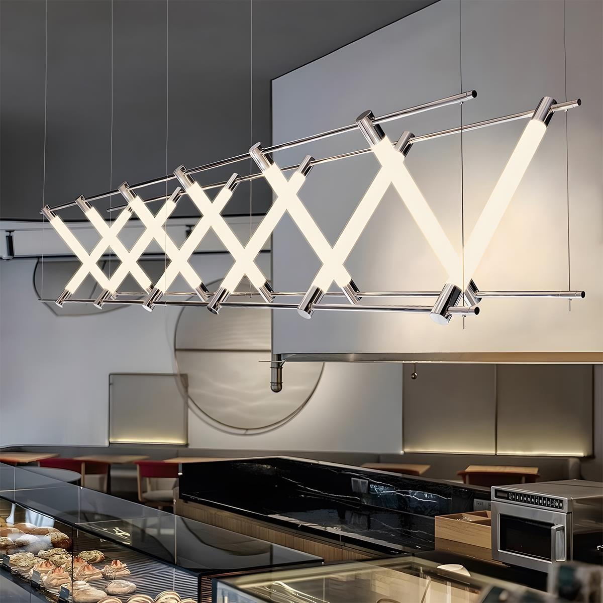 Modern Minimalist X Glass Long Strip LED Light Combination Bar Fishbone ...