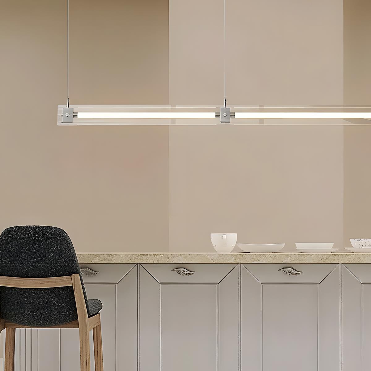 Modern Minimalist Glass LED Line Frame Light Strip Pendant Lights For ...