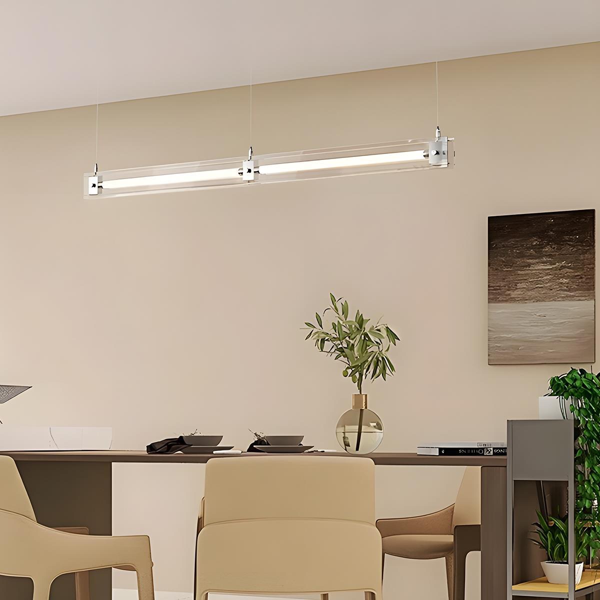 Modern Minimalist Glass LED Line Frame Light Strip Pendant Lights For ...