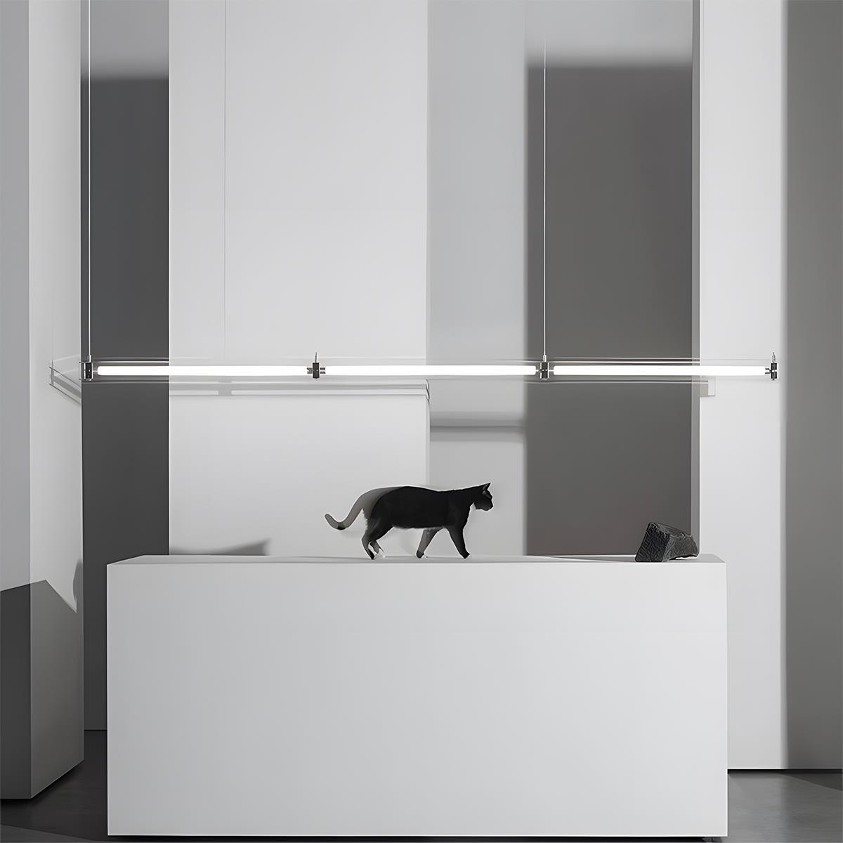 Modern Minimalist Glass LED Line Frame Light Strip Pendant Lights For ...