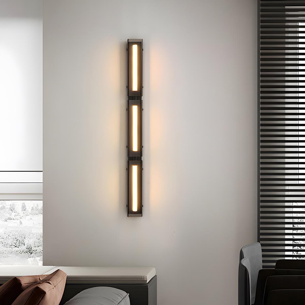 Modern Grid Minimalist Glass Long Strip LED Indoor Wall Sconce Lighting ...