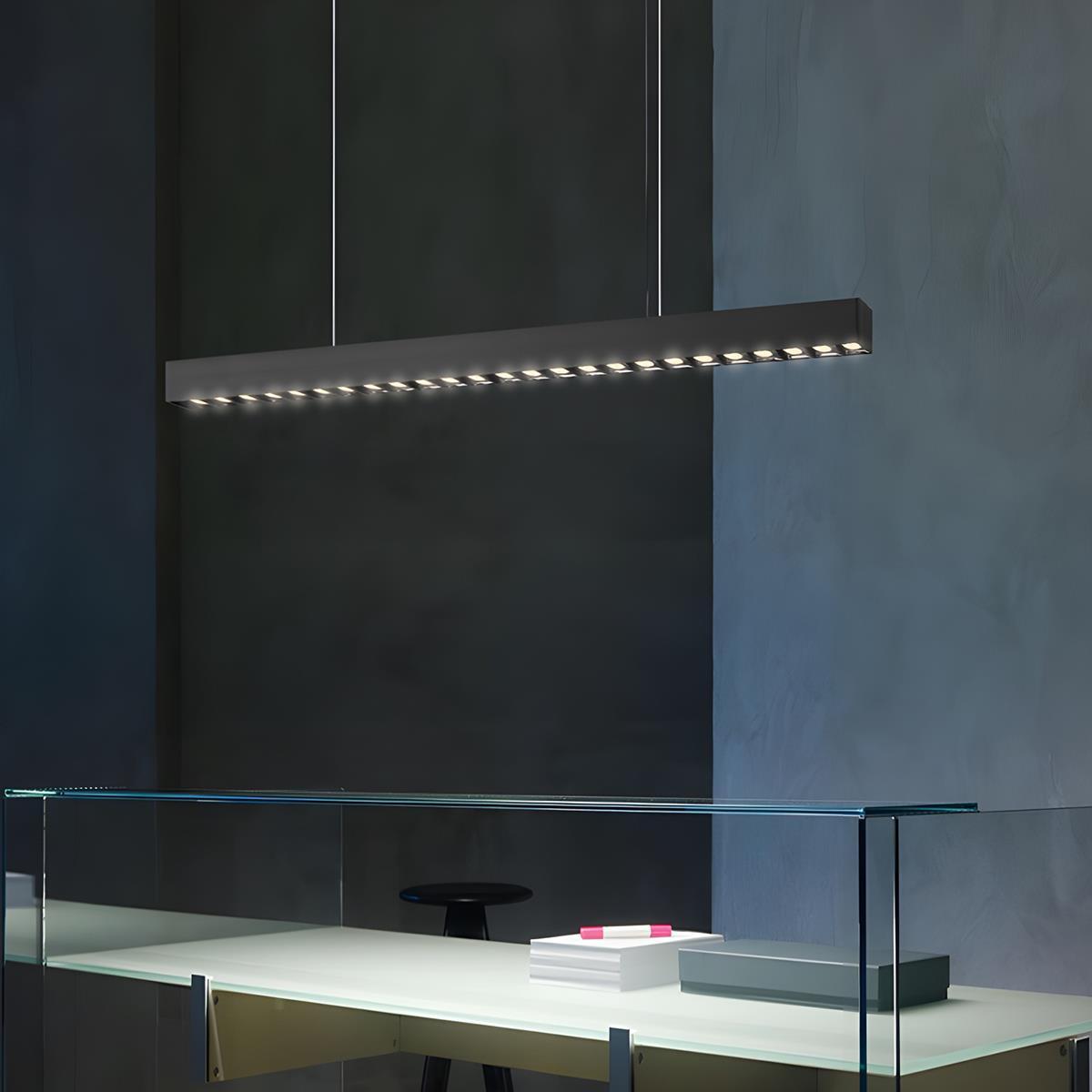 Modern Minimalist Grille LED Long Strip Hanging Light Pendant Lamp ...