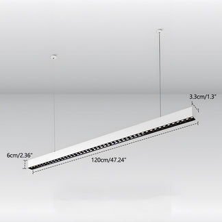 Modern Minimalist Grille LED Long Strip Hanging Light Pendant Lamp ...