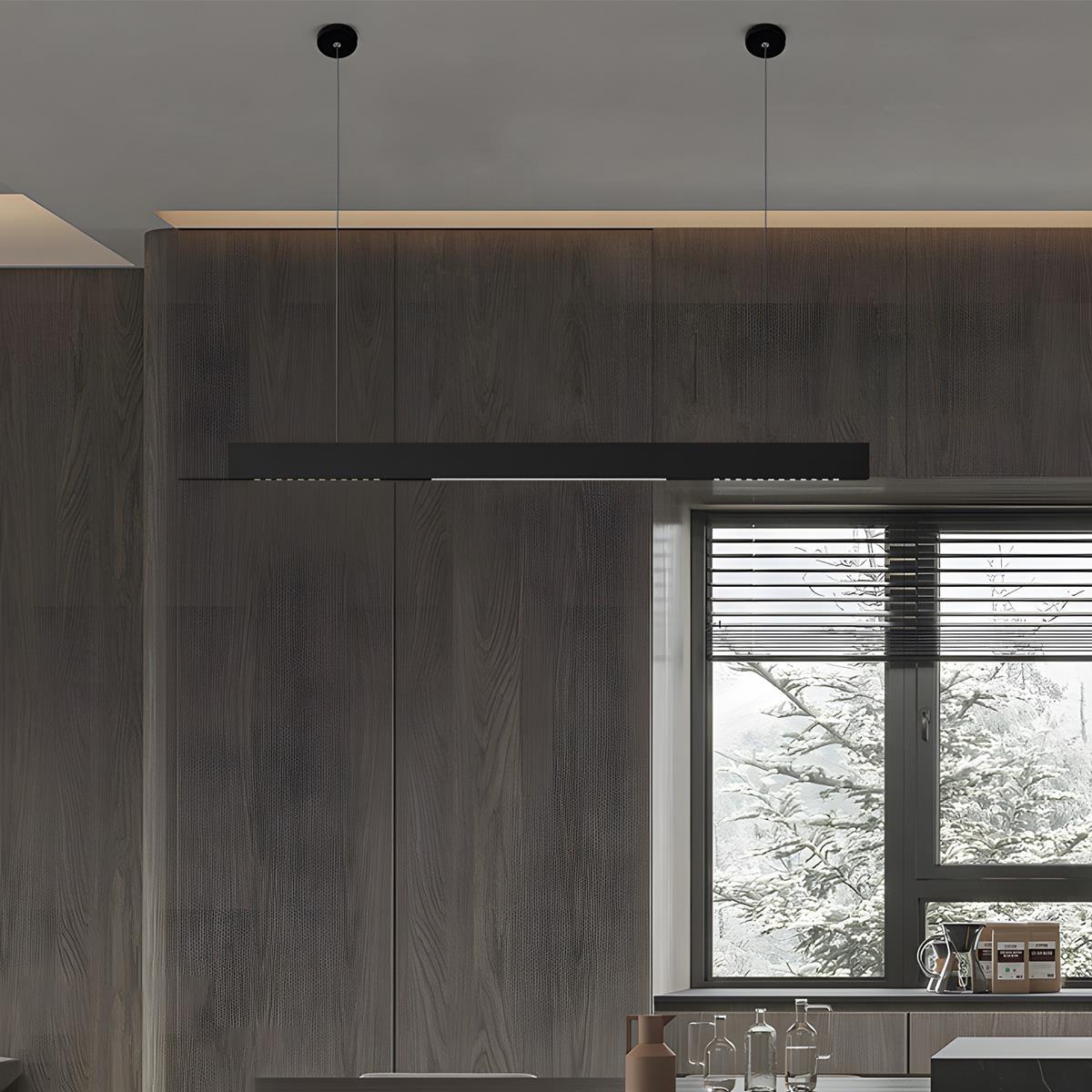 Modern Minimalist Grille LED Long Strip Hanging Light Pendant Lamp ...