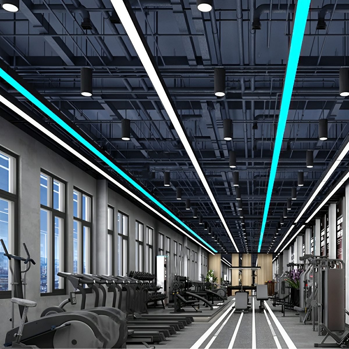 Modern Sky Line Minimalist LED Long Strip Pendant Lights Ceiling Lamp ...