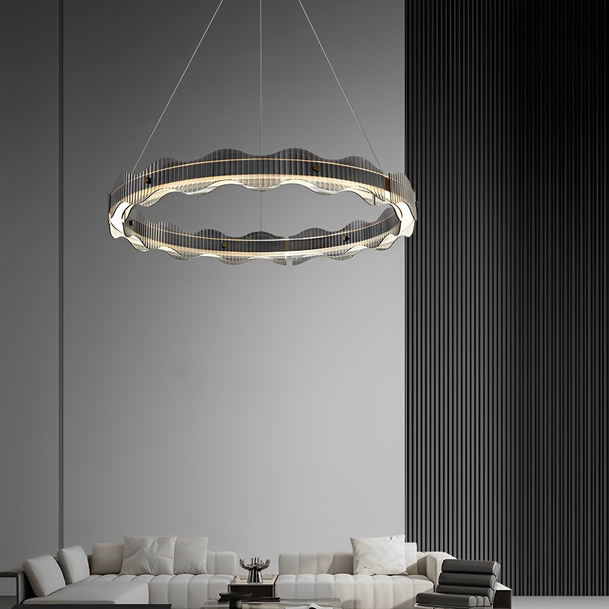 Modern Minimalist Chrome Water Wave Glass Round Chandelier Ceiling ...
