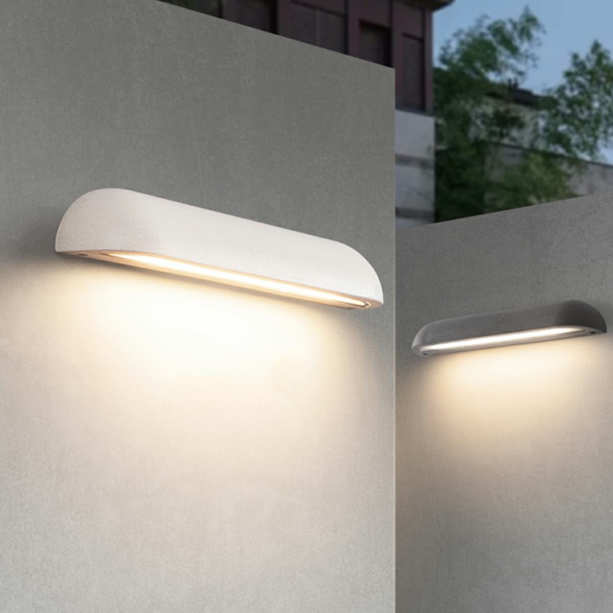 Modern Minimalist Waterproof Outdoor Cement Long Dome LED Porch Light ...