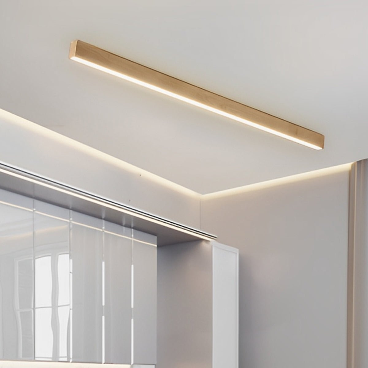 Modern Minimalist Long Strip Wood Grain LED Ceiling Light – Flyachilles