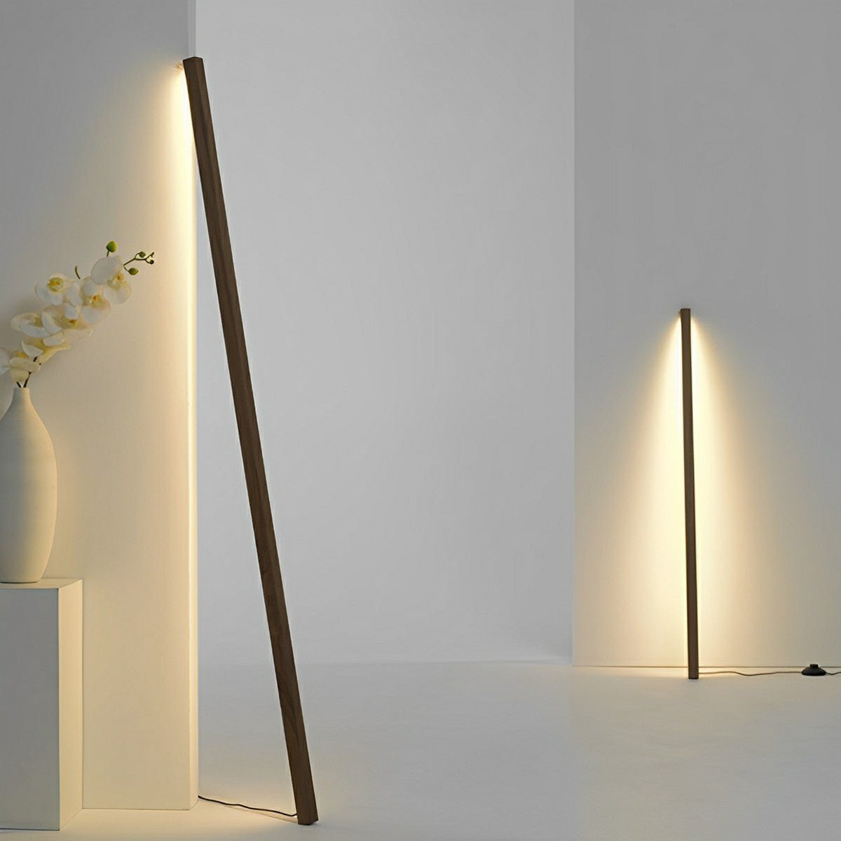 Modern Minimalist Wood Plug‑In LED Long Strip Floor Lamp – Flyachilles
