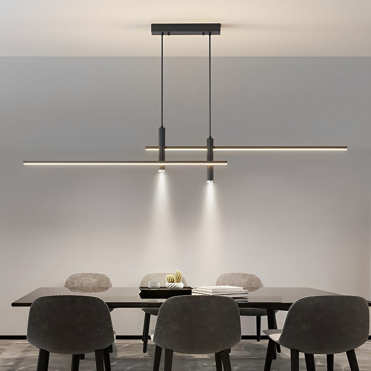 Modern Minimalist LED Long Strip Indoor Pendant Lights Nordic Ceiling ...