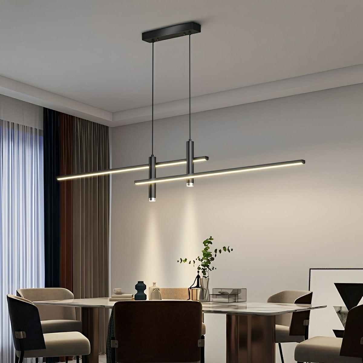 Modern Minimalist LED Long Strip Indoor Pendant Lights Nordic Ceiling ...