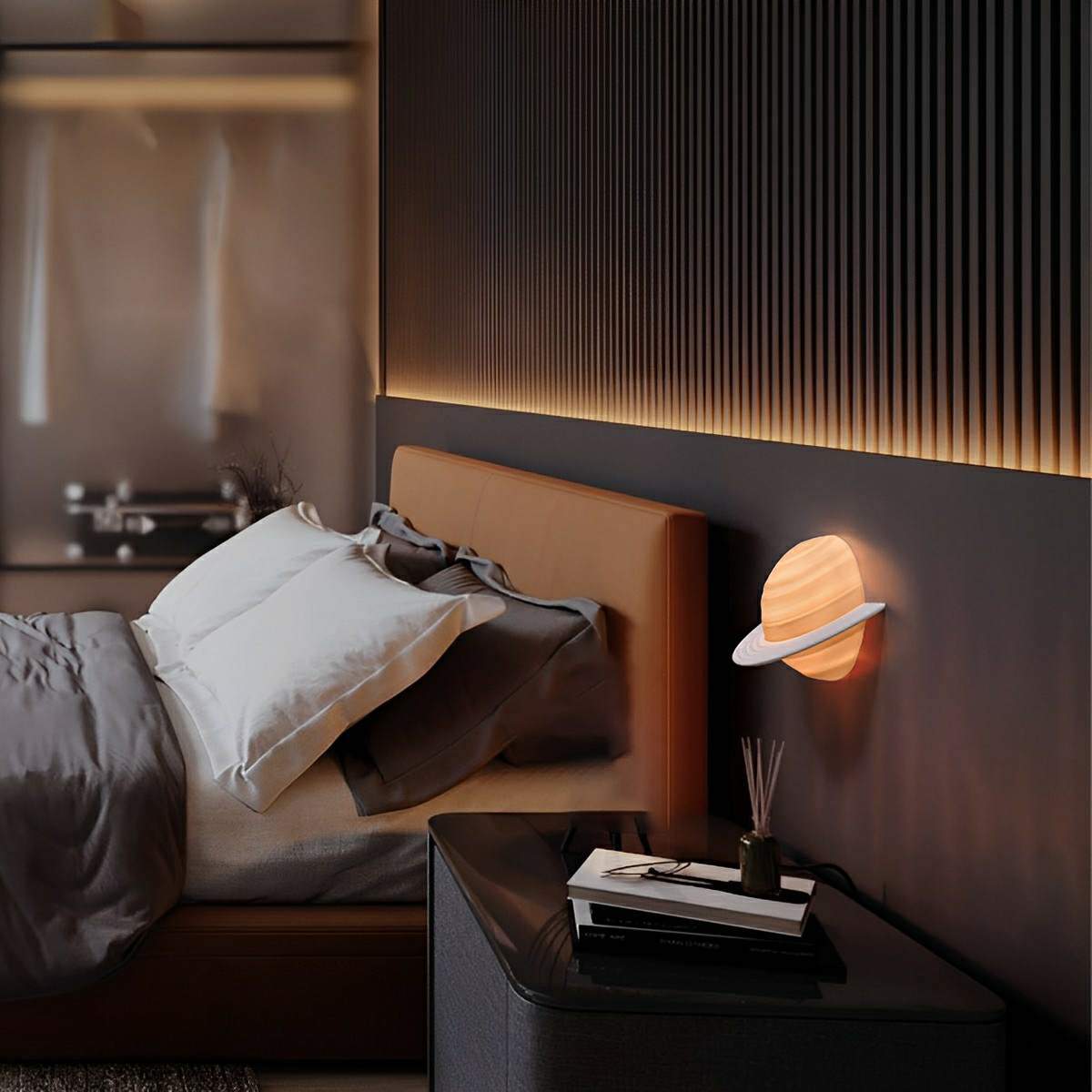 Modern Semicircle Saturn 3D Planet LED Indoor Wall Scone Light Wall ...