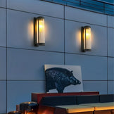 Modern Solar Waterproof Cylinder Striped Glass Outdoor LED Porch Wall Sconce Lighting Wall Lamp ...