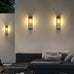Modern Solar Waterproof Cylinder Striped Glass Outdoor LED Porch Wall Sconce Lighting Wall Lamp ...